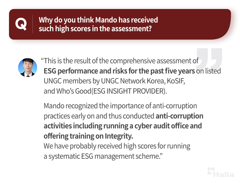 Mando, an excellent anti-corruption company recognized by UNGC in 2022 ...